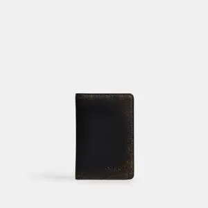 COACH OUTLET Id Card Wallet In Loved Leather - Black Brown