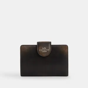 COACH OUTLET Medium Corner Zip Wallet In Loved Leather - Silver/black Brown