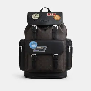 COACH OUTLET Sprint Backpack In Signature Canvas With Patches - Silver/walnut/black