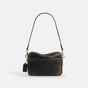 COACH OUTLET Mini Carey Crossbody Bag In Loved Leather - Silver/black Brown
