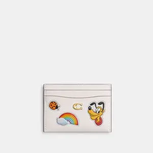 COACH Disney X Essential Card Case With Sticker Print - Brass/chalk Multi