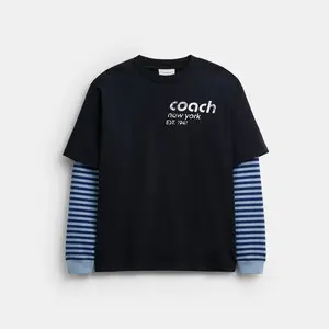 COACH Double Layered Long Sleeve T-shirt In Organic Cotton