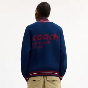 COACH Zip Front Knit Cardigan In Organic Cotton And Recycled Polyester