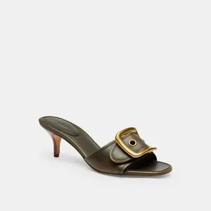 COACH COACH Margot Sandal With Oversized Buckle In Loved Leather Olive