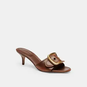 COACH Margot Sandal With Oversized Buckle In Loved Leather - Saddle