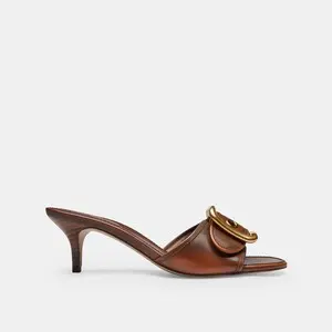 COACH Margot Sandal With Oversized Buckle In Loved Leather - Saddle