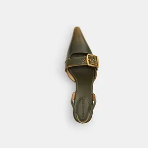 COACH Margot Slingback In Loved Leather - Olive
