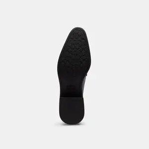 COACH Pointed Toe Leather Loafers With Block Heel - Black