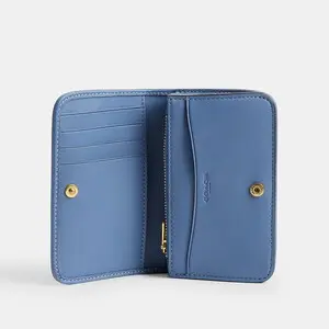 COACH Essential Slim Card Case In Regenerative Cotton Denim With Crystal Signature