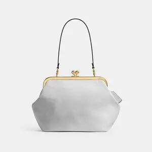 COACH Kisslock Frame Bag 27 In Loved Leather - Brass/chalk