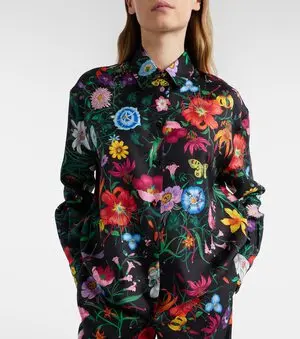 Gucci Flora Silk Twill Shirt - Black