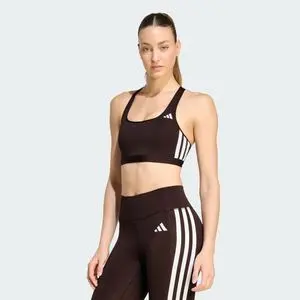 Adidas Optime Essentials Workout 3-stripes Medium Support Bra Aurora Coffee