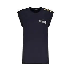 Balmain Cotton Sleeveless Logo Tank T-shirt 'navy - Blue