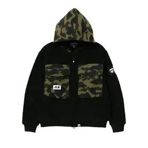 A BATHING APE Big Pocket Relaxed Fit Boa Jacket - Black