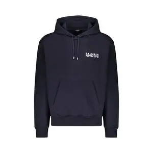 Balmain Double Logo Cotton Hoodie 'navy - Blue