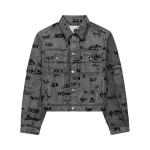 SP5DER Sex Aop Foil Trucker Jacket - Silver