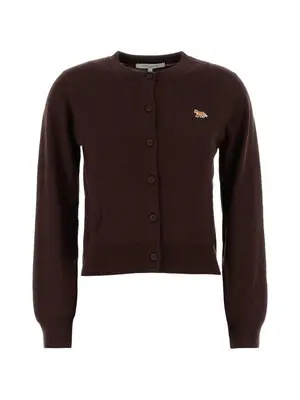 Maison Kitsuné Baby Fox Wool Cardigan - Brown