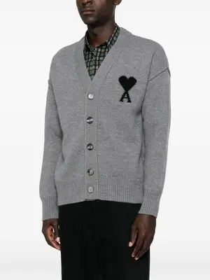 AMI Paris De Coeur Wool Cardigan
