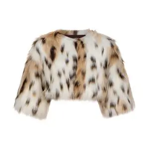 LOVE AND NOSTALGIA Snow Leopard Fux Fur Crop Coat
