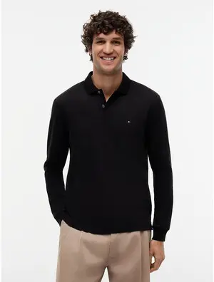Tommy Hilfiger Regular Fit Long-sleeve Polo - Black