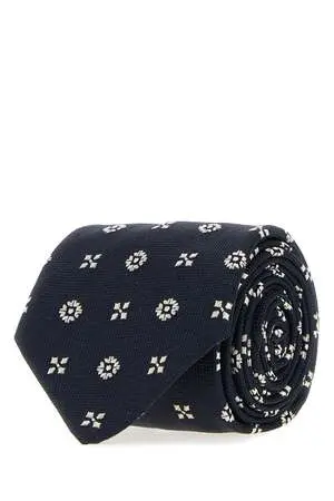 Saint Laurent Embroidered Jacquard Silk Tie - Printed