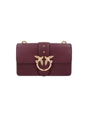 Pinko Leather Shoulder Bag With Bird Clasp - Red