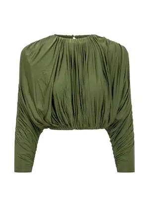 SELF-PORTRAIT Gathered Mini Top With Exposed Back Zip