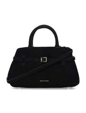 Manu Atelier Suede Top Handle Satchel With Detachable Shoulder Strap