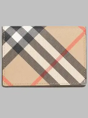 Burberry Polyurethane & Cotton Wallet - Beige