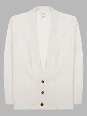 ALYSI Merino Wool & Cashmere V-neck Sweater - White