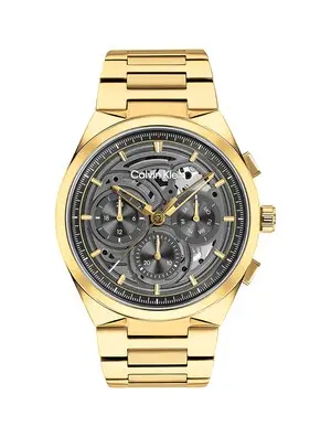 Calvin Klein Skeleton Dial Chronograph Bracelet Watch - Grey