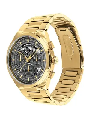 Calvin Klein Skeleton Dial Chronograph Bracelet Watch - Grey