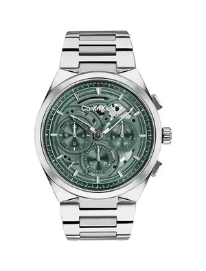 Calvin Klein Skeleton Dial Chronograph Bracelet Watch - Teal