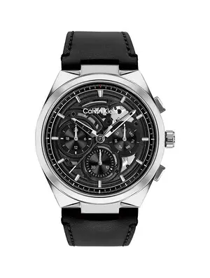 Calvin Klein Skeleton Dial Chronograph Watch - Black