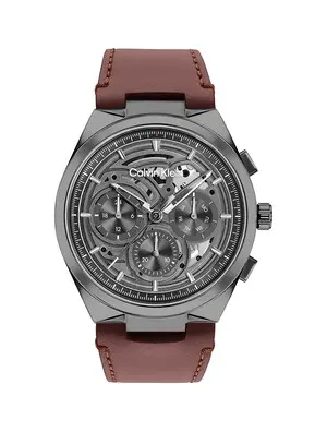 Calvin Klein Skeleton Dial Chronograph Watch - Grey