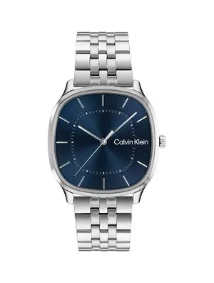 Calvin Klein Rounded Case Sunray Dial Watch - Blue