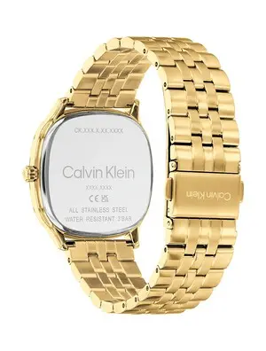 Calvin Klein Rounded Case Sunray Dial Watch - White