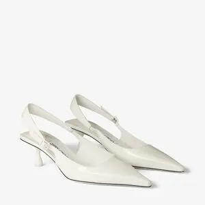 JIMMY CHOO Amel 50 Latte Patent Leather Pumps Cream