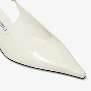 JIMMY CHOO Amel 50 Latte Patent Leather Pumps Cream