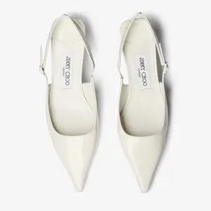 JIMMY CHOO Amel 50 Latte Patent Leather Pumps Cream