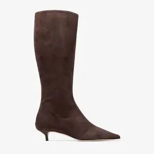 JIMMY CHOO Amis Knee Boot Chocolate Suede Knee High Boots Chocolate - Brown