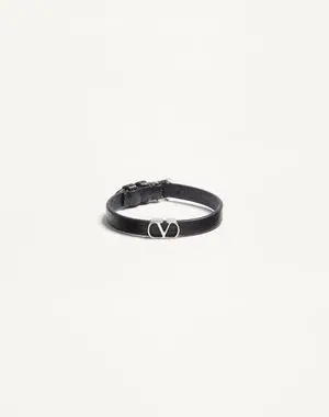 Valentino Garavani Vlogo Signature Grainy Calfskin Bracelet - Black