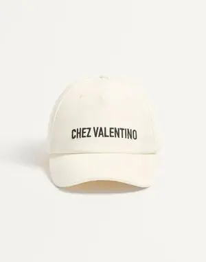 Valentino Garavani Chez Cotton Baseball Cap With Embroidery - Ivory