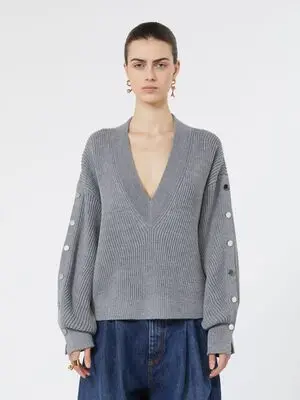 Max Mara Oversized Wool Sweater With Button Detail
