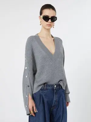 Max Mara Oversized Wool Sweater With Button Detail