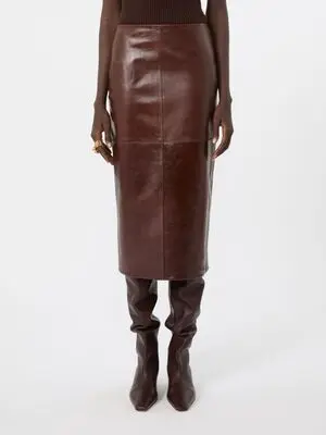 Max Mara Nappa Leather Midi Skirt
