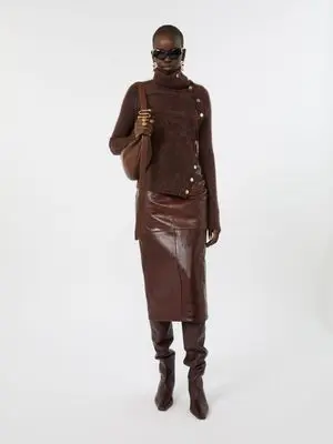 Max Mara Nappa Leather Midi Skirt