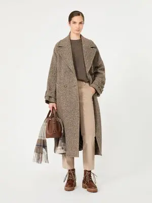 Max Mara Long Wool-blend Tweed Coat