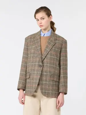 Max Mara Prince Of Wales Check Wool Single-breasted Blazer