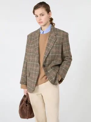 Max Mara Prince Of Wales Check Wool Single-breasted Blazer